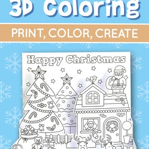 Christmas Eve 3D Coloring Scene, Santa's Sleigh Colour & Build Layered ...