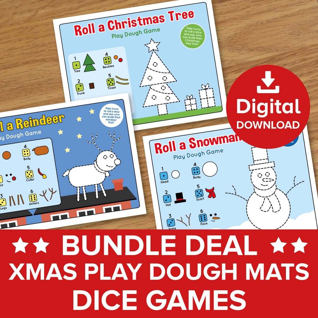 Christmas Play Dough Mat Games, Kids Xmas Playdoh Dice Activity ...