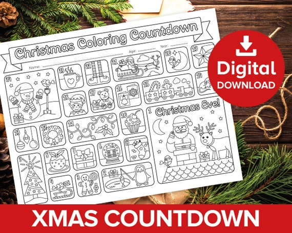 Christmas Coloring Advent Calendar Children's Xmas Colour - Etsy UK