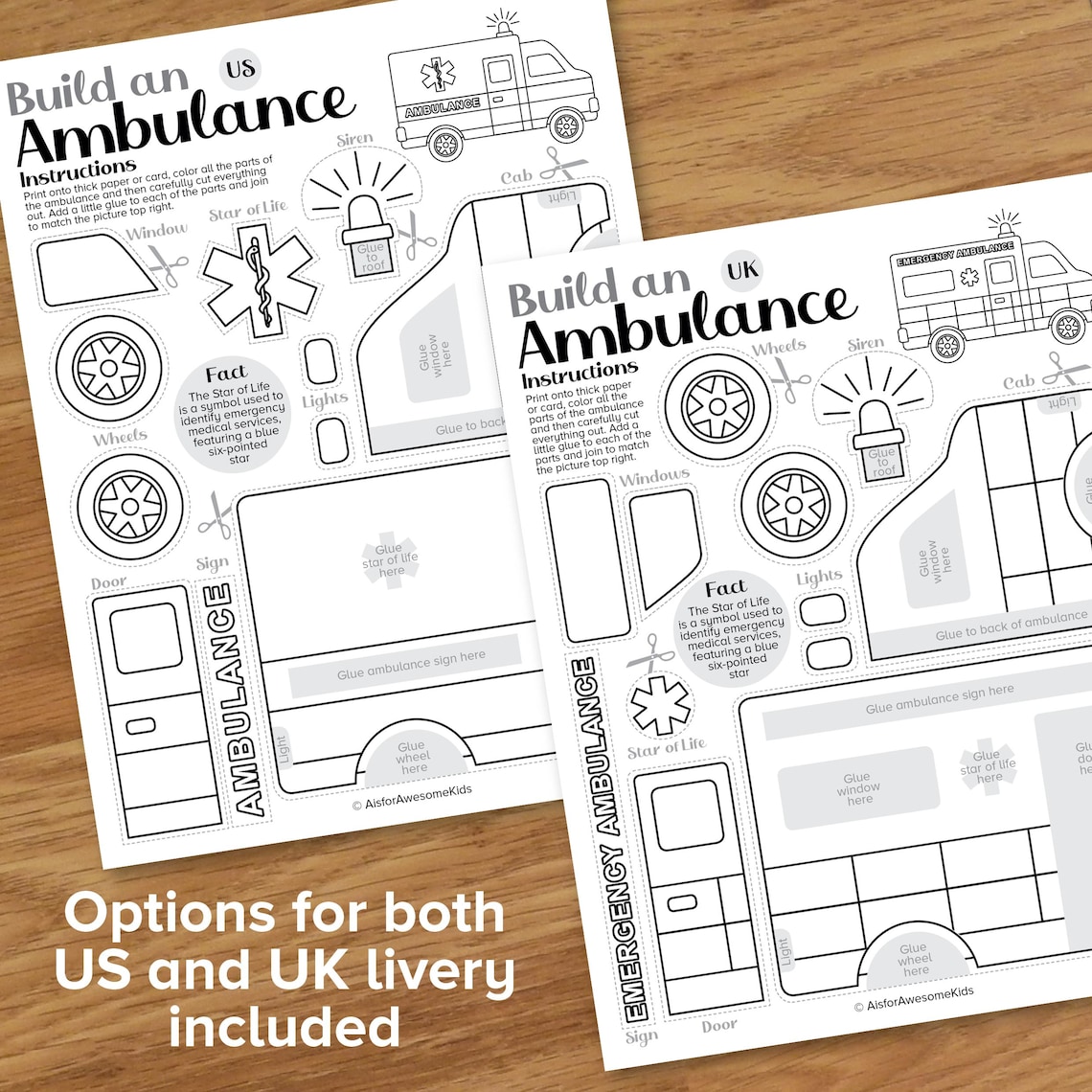 Build an Ambulance Cut & Paste Craft, Emergency Services Rescue Vehicle ...