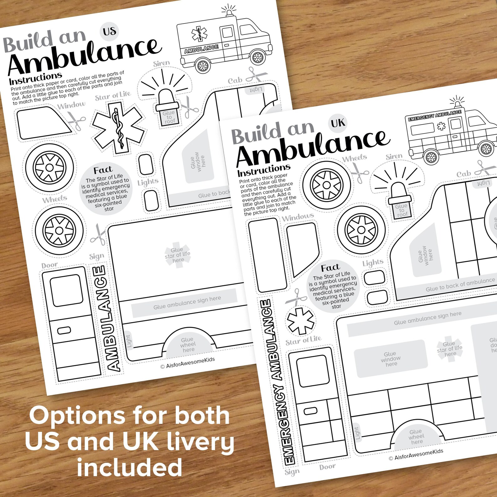 Build an Ambulance Cut & Paste Craft, Emergency Services Rescue Vehicle ...