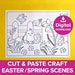Spring Scene Cut & Paste Craft Printable, Easter Garden Coloring ...