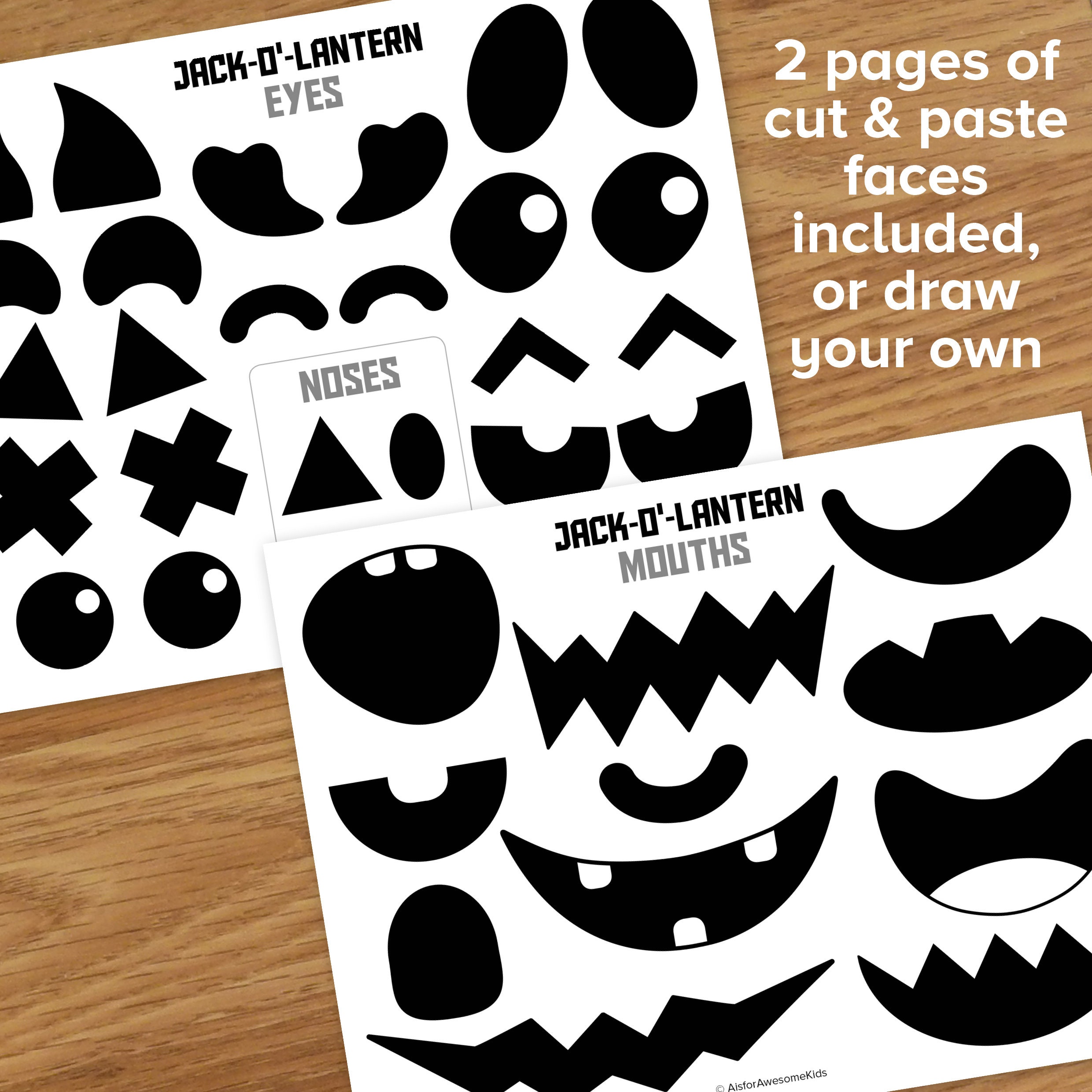 Jack-o-lantern Cut & Paste Craft, Pumpkin Face Drawing Prompt Activity ...