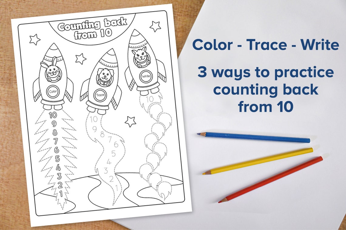 Rocket Countdown Worksheet, Kids Count Back From 10 Activity Page ...
