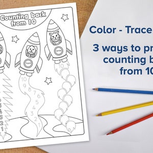 Rocket Countdown Worksheet, Kids Count Back From 10 Activity Page ...