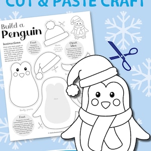 Penguin Cut & Paste Craft, Christmas Color and Build Kit, Paper Doll ...