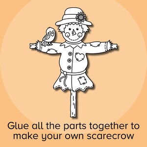 Scarecrow Cut & Paste Craft, Color and Build Autumn Straw Man, Kids ...