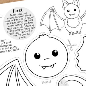 Build a Bat Cut & Paste Craft, Halloween Creature Coloring Kit, Night ...