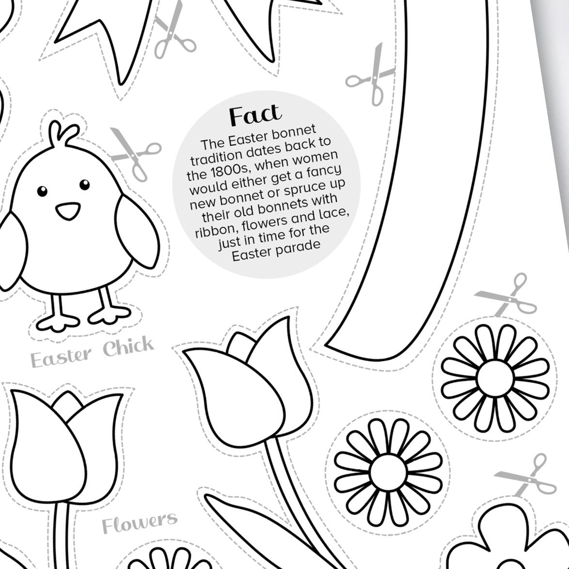 Easter Bonnet Cut & Paste Art Craft, Build a Spring Flower Hat ...