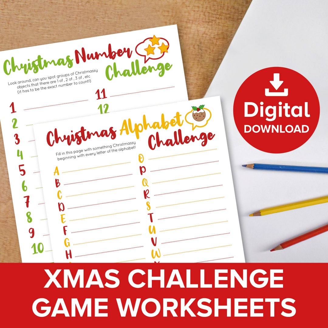 Christmas Challenge Worksheets, Kids Xmas Eye Spy Games, Children's ...