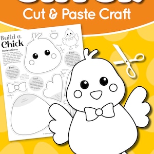 Easter Chick Cut & Paste Craft Printable, Build a Chicken Coloring ...