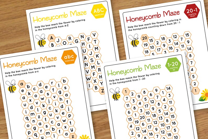 ABC Maze Challenge Worksheets, Math Activity Pack, Children Homeschool ...