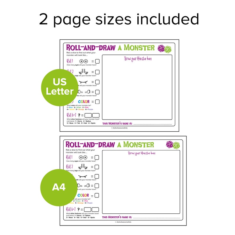 Roll & Draw a Monster Drawing Prompt Activity, Kids Halloween Dice Game ...