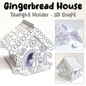 Gingerbread House 3D Craft Project, Christmas Color Build Paper Dolls ...