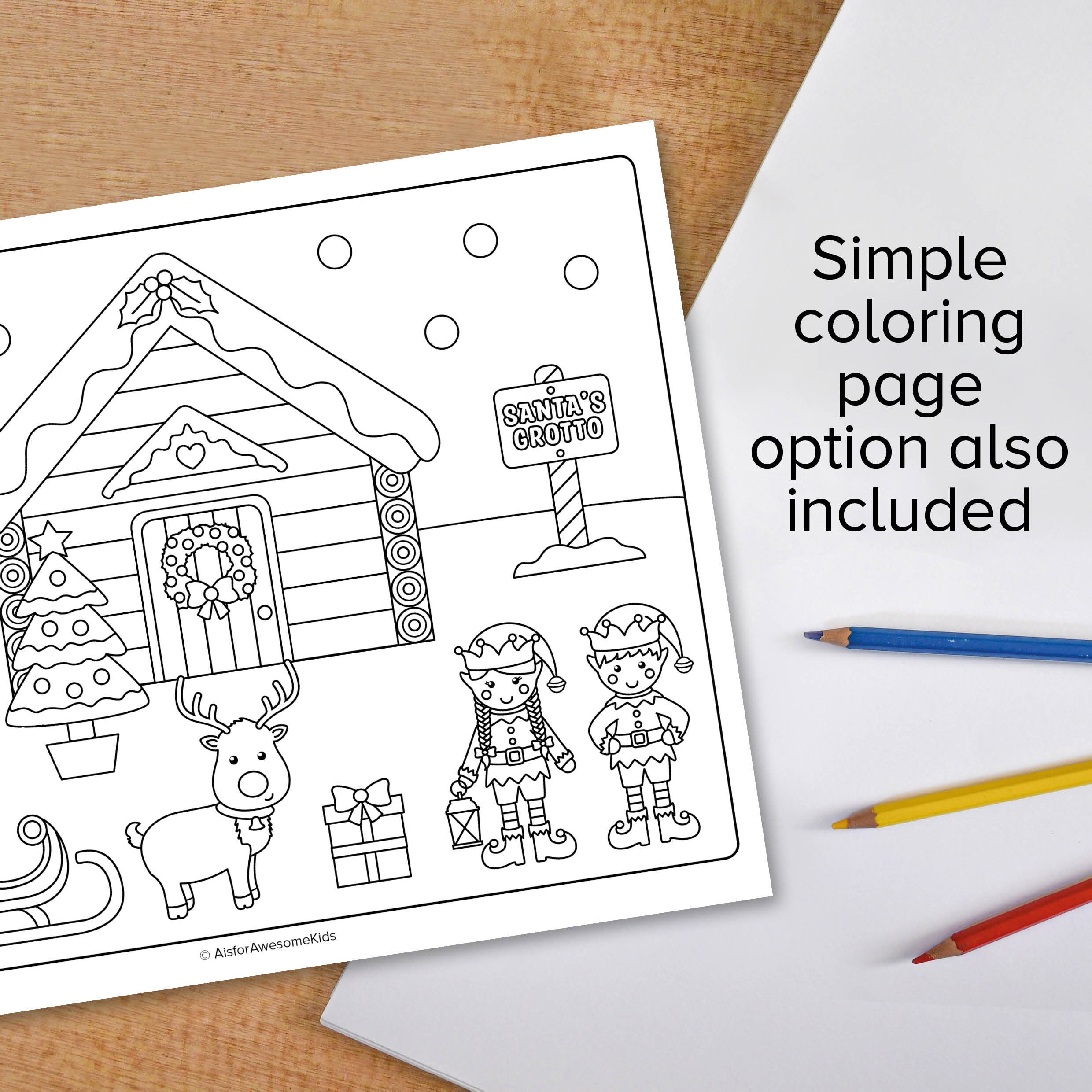 Santa's Grotto Scene Cut & Paste Craft, Build a North Pole Picture ...