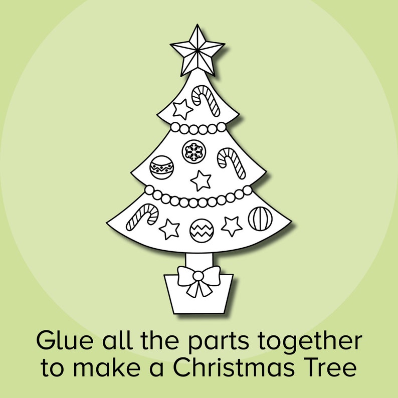 Christmas Tree Cut & Paste Craft, Kids Xmas Card Color and Build Kit ...