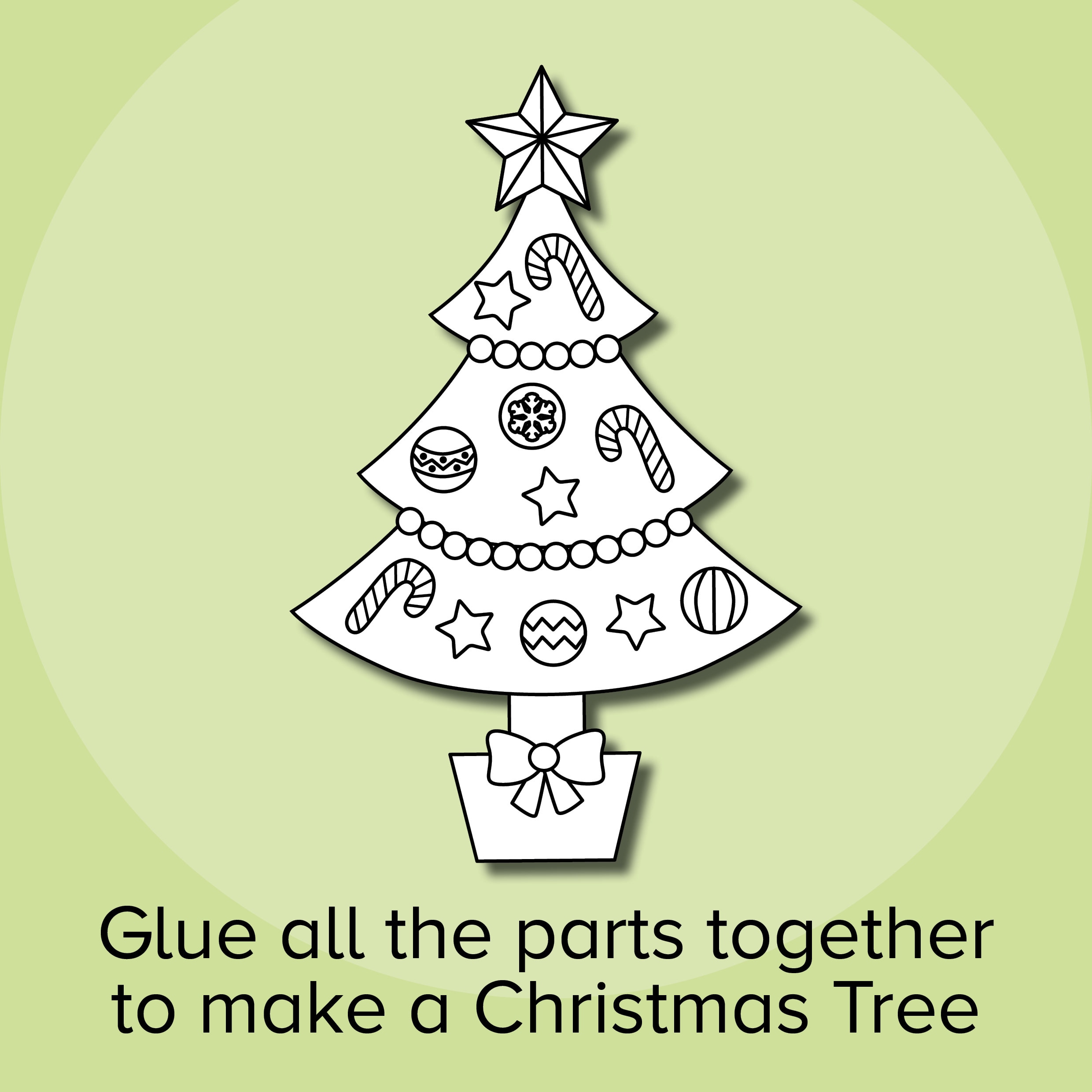 Christmas Tree Cut & Paste Craft, Kids Xmas Card Color and Build Kit ...