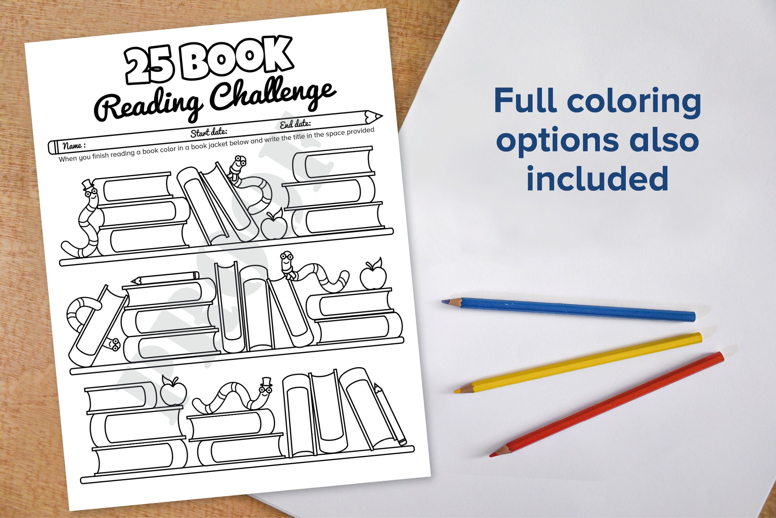 Reading Challenge Tracker, Children's Bookshelf Worksheet, Kids ...