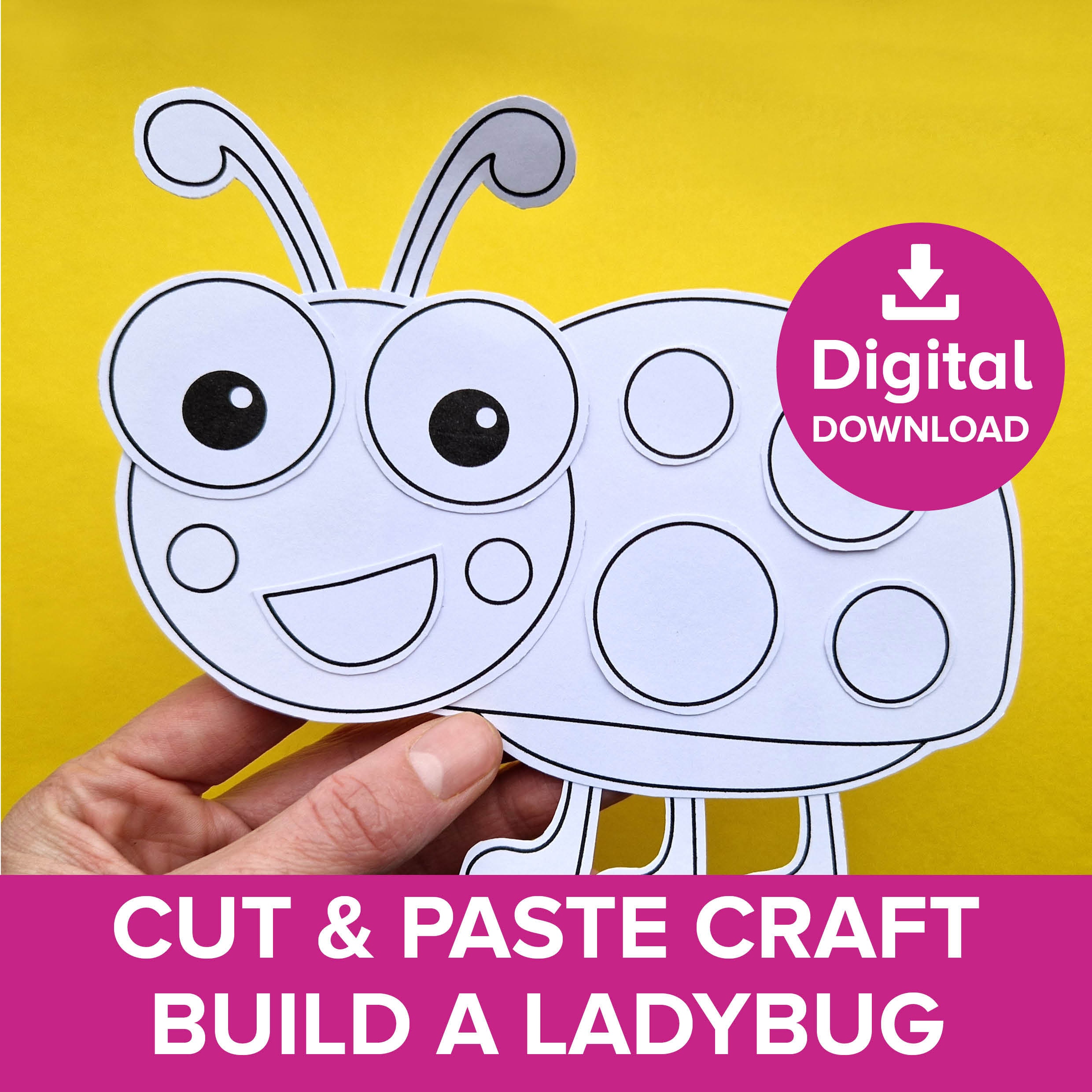 Ladybug Cut & Paste Craft Printable, Spring Bug Color and Build Kit ...