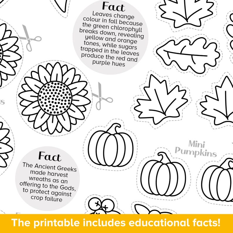 Fall Wreath Cut & Paste Craft, Autumn Harvest Festival Paper Door ...