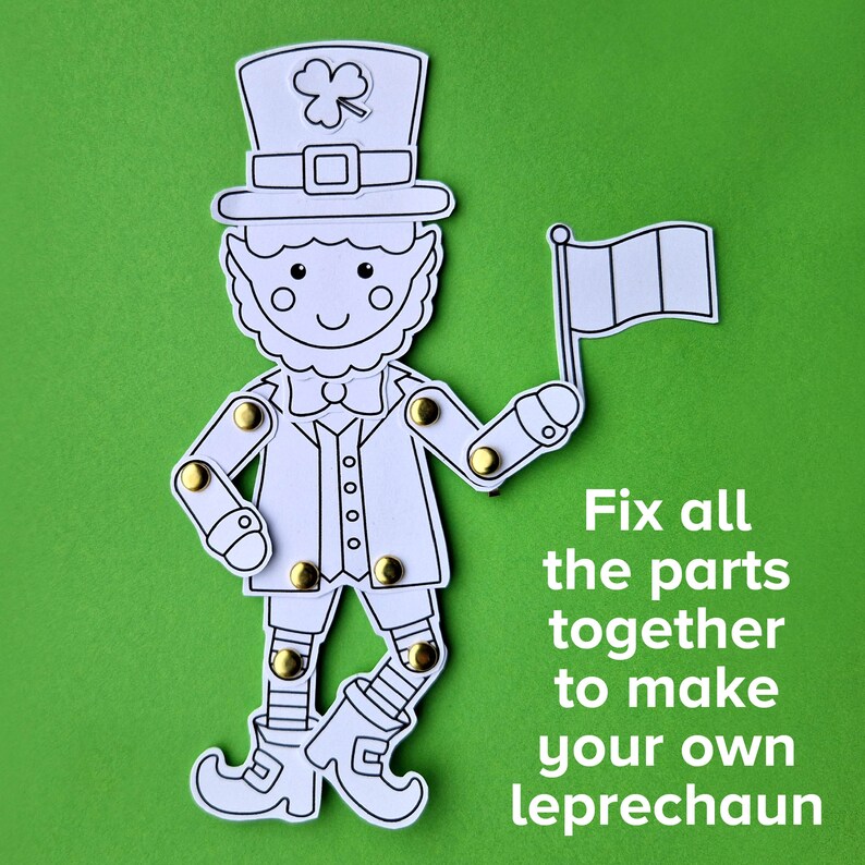 Leprechaun Split Pin Craft, St Patrick's Day Irish Sprite Paper Doll ...