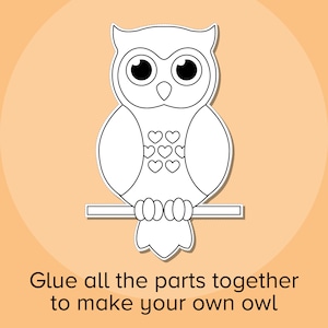 Build an Owl Cut & Paste Craft, Autumn Bird Coloring Printable Kit ...