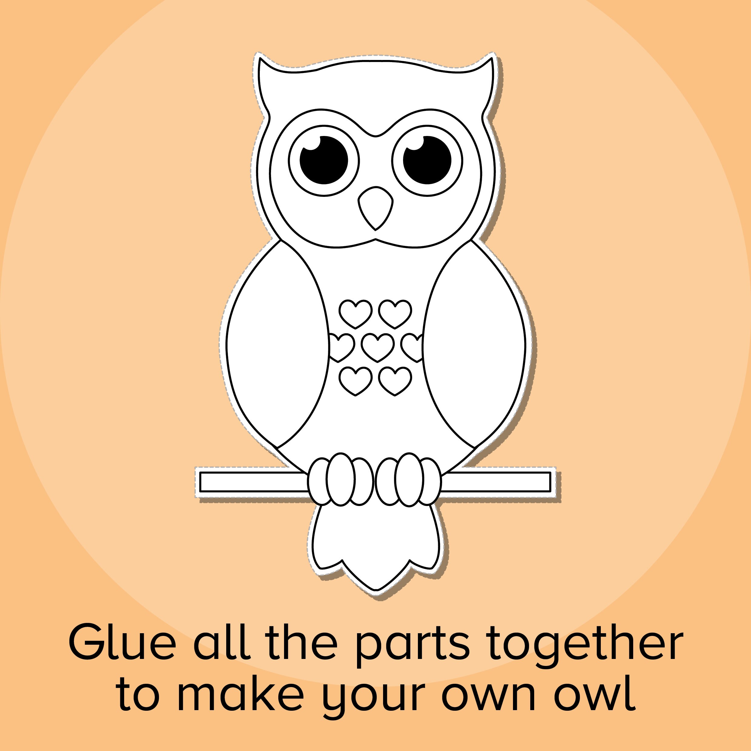 Build an Owl Cut & Paste Craft, Autumn Bird Coloring Printable Kit ...