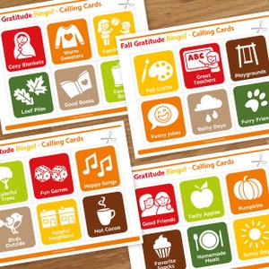 Fall Gratitude Bingo Game Printable, Autumn Mindfulness Group Games ...