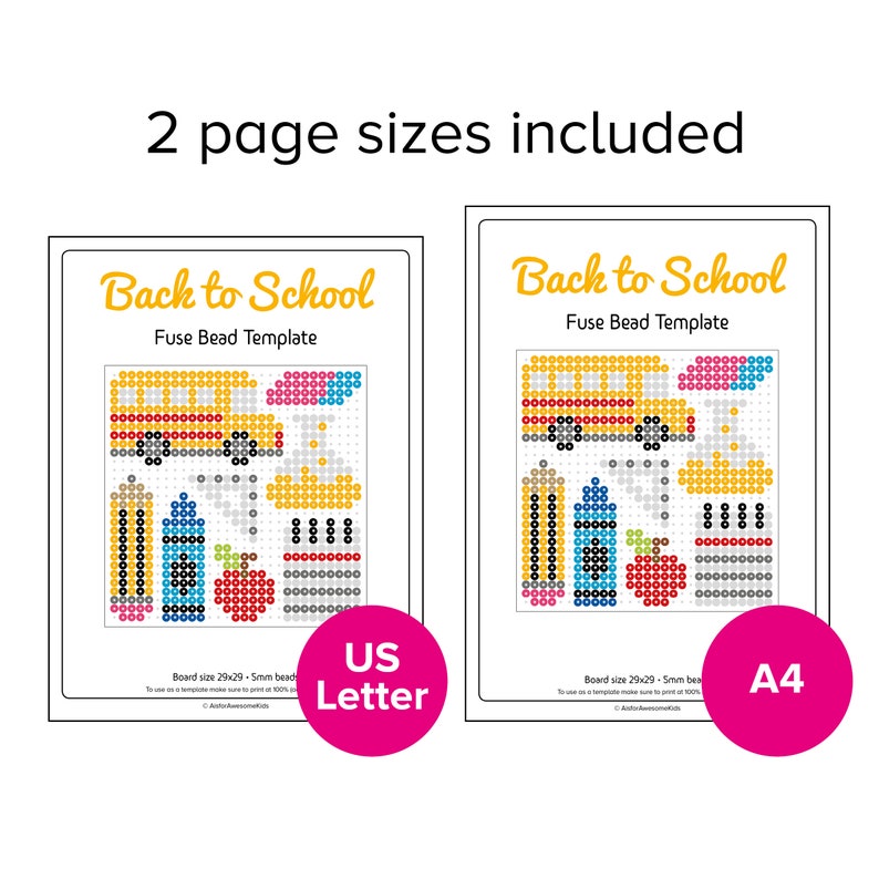 Back to School Fuse Bead Template, Teacher Student Pattern Craft Gift ...