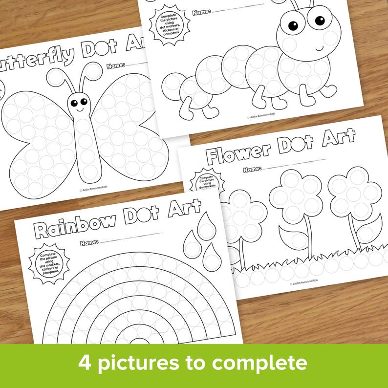 Spring Dot Art Coloring Pages, Summer Garden Worksheet, Dabber Pen ...