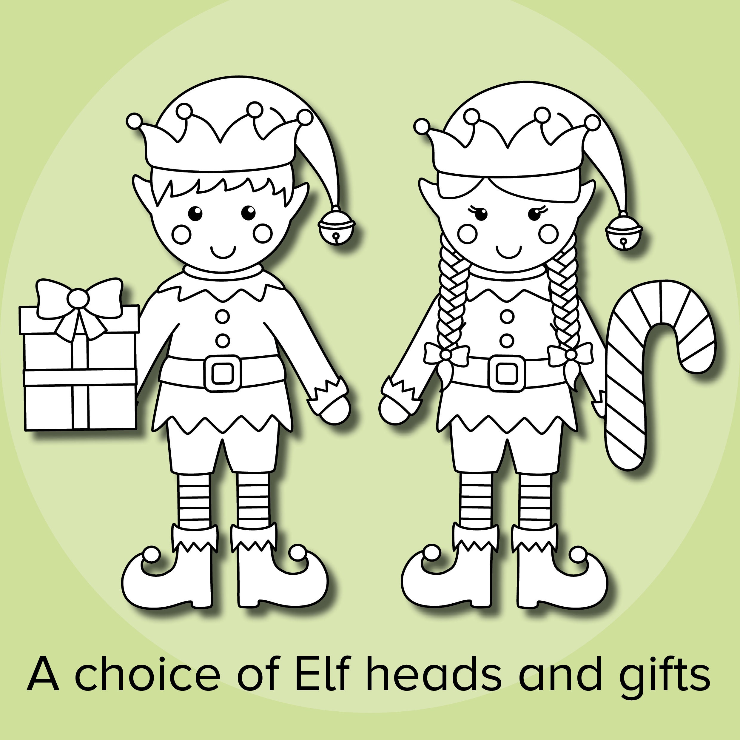 Christmas Elf Cut & Paste Craft, Pixie Xmas Card Color Build Kit, Santa ...