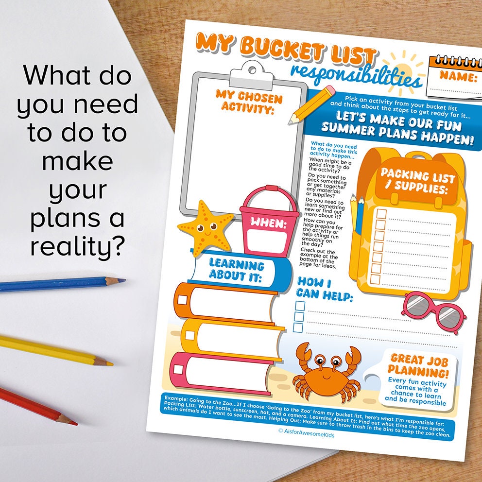 Summer Bucket List Printable Pack, School Break Activity Planner Tick ...