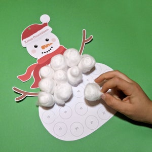 Snowman Christmas Countdown Advent Calendar, Children's Cotton Ball ...