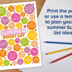 Summer Bucket List Boredom Busters, Kids School Break Activity Planner ...