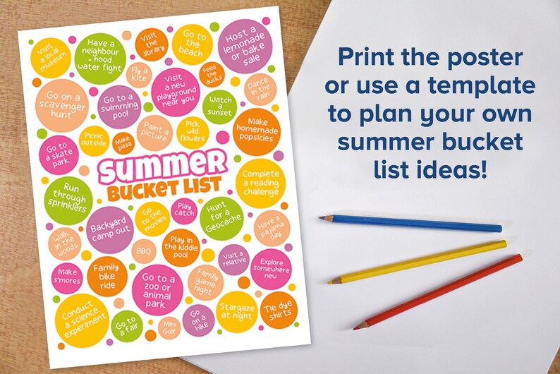 Summer Bucket List Boredom Busters, Kids School Break Activity Planner ...