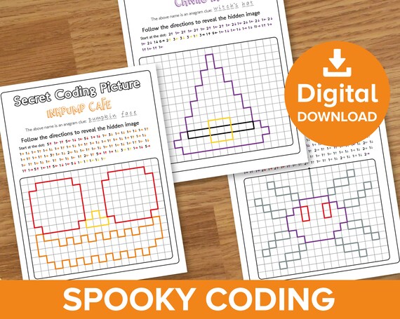 Halloween Coding Worksheets Spooky Picture Reveal Challenge | Etsy