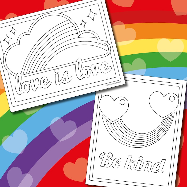 Rainbow Pride Coloring Pages, Kids Mental Health Inspirational Quotes ...