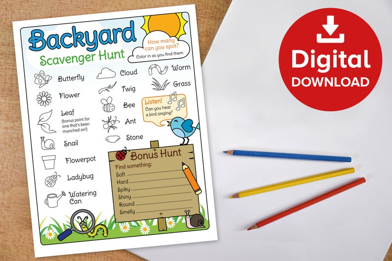 Backyard Scavenger Hunt Kids Garden Treasure Hunt | Etsy