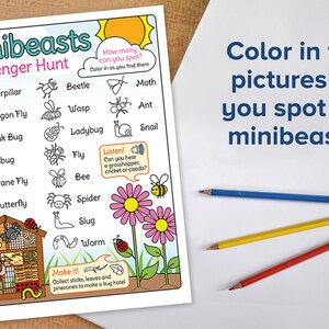 Minibeasts Scavenger Hunt, Kids Spot & Color Insect Nature Walk ...