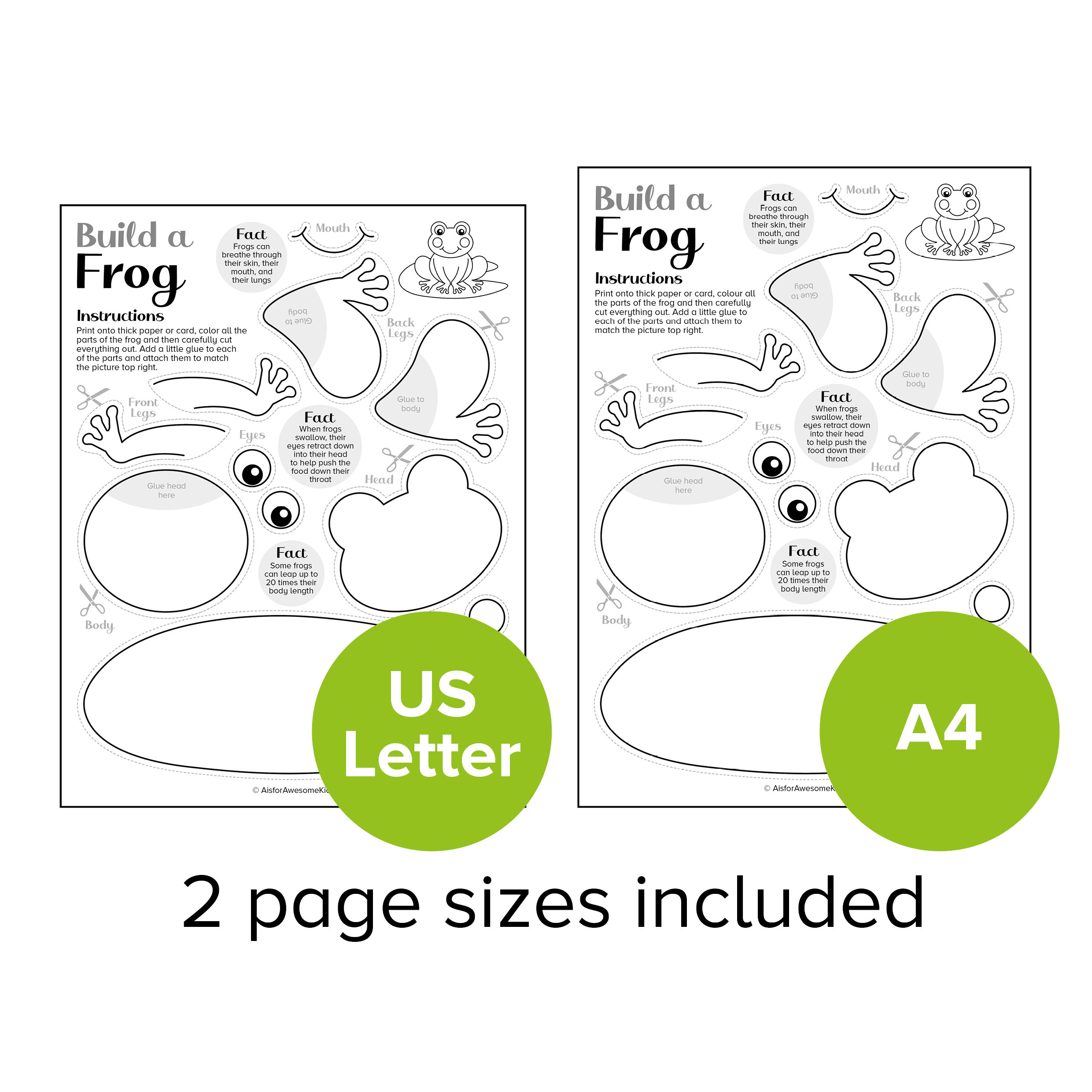 Frog Cut & Paste Craft Printable, Spring Animals Color and Build Art ...