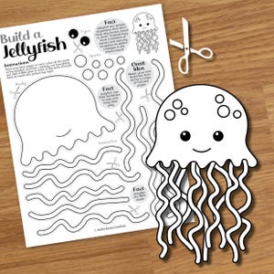 Jellyfish Cut & Paste Craft Printable, Marine Jelly Fish Color and ...