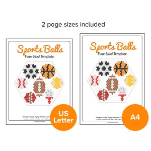 Sports Balls Fuse Bead Template, Football Soccer Basketball Baseball ...