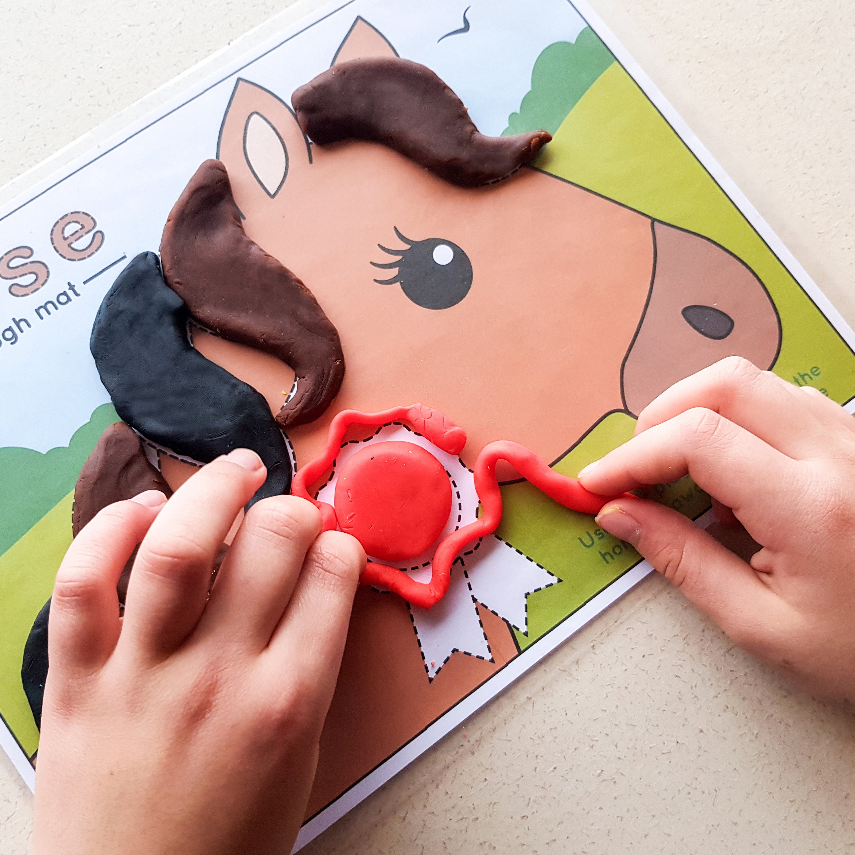 Horse Mane Play Dough Mat, Kids Equestrian Winner Playdough, Childrens ...
