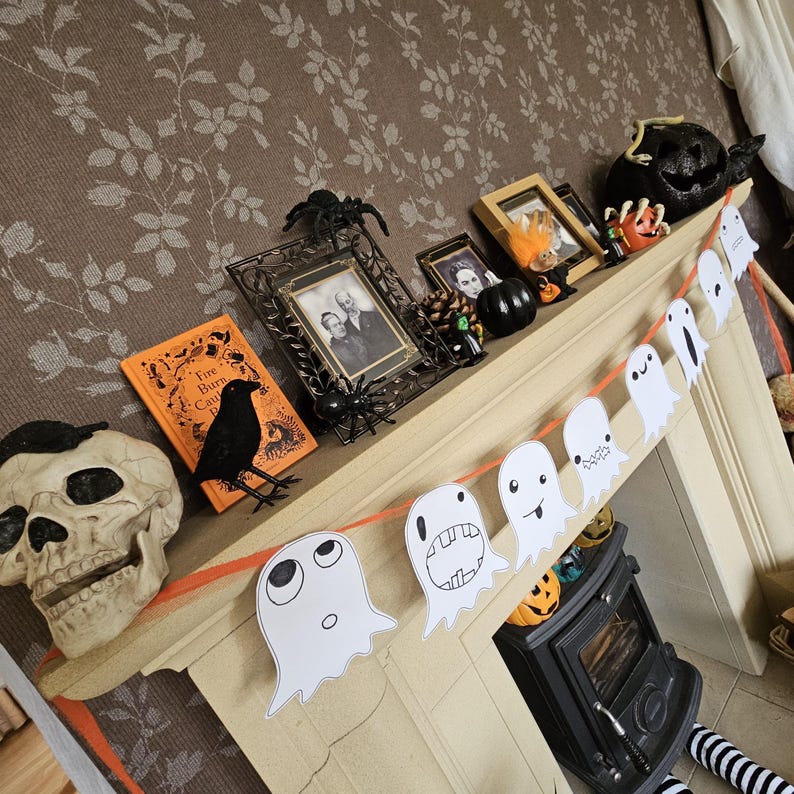 Ghost Bunting Cut & Paste Craft, Halloween Party Decoration Kit, Kids ...