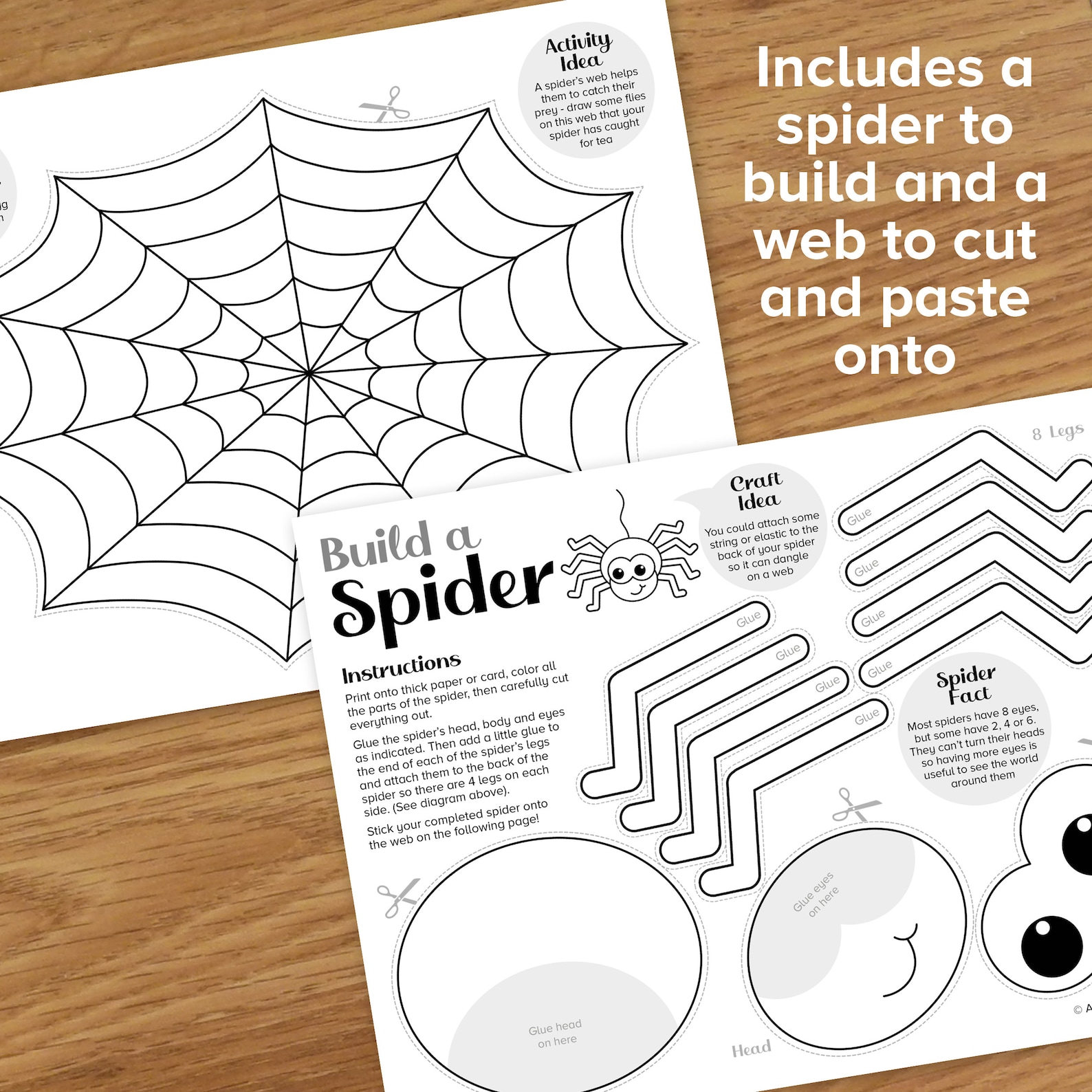 Spider Cut & Paste Craft, Halloween Build a Bug Coloring Kit, Kids ...