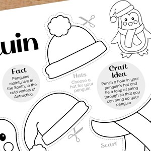 Penguin Cut & Paste Craft, Christmas Color and Build Kit, Paper Doll ...