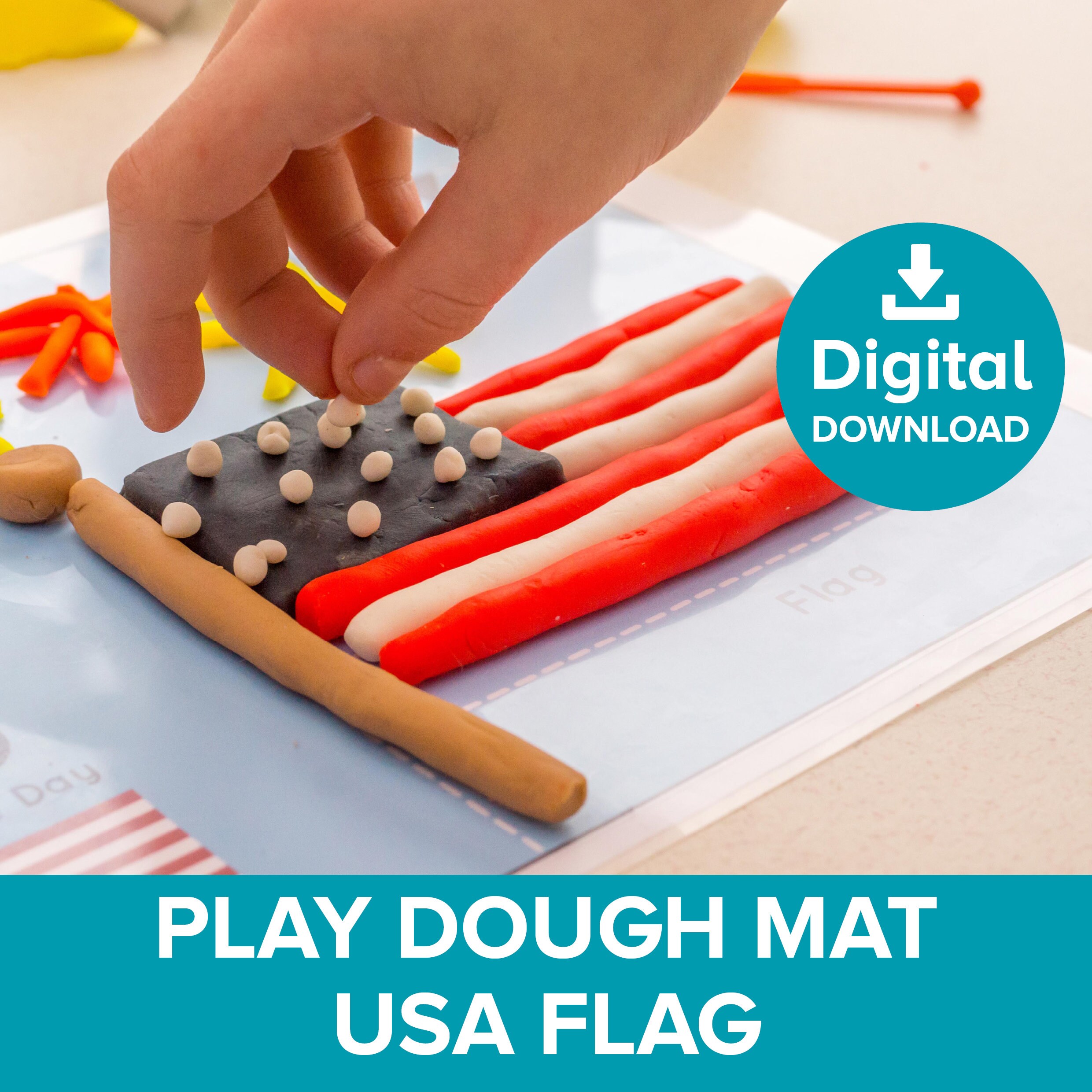 4th July Play Dough Mat, American Flag Independence Day Celebration ...