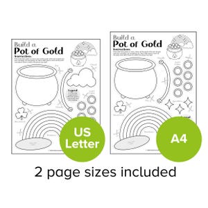 Pot of Gold Cut & Paste Craft, St Patrick's Day Color and Build ...