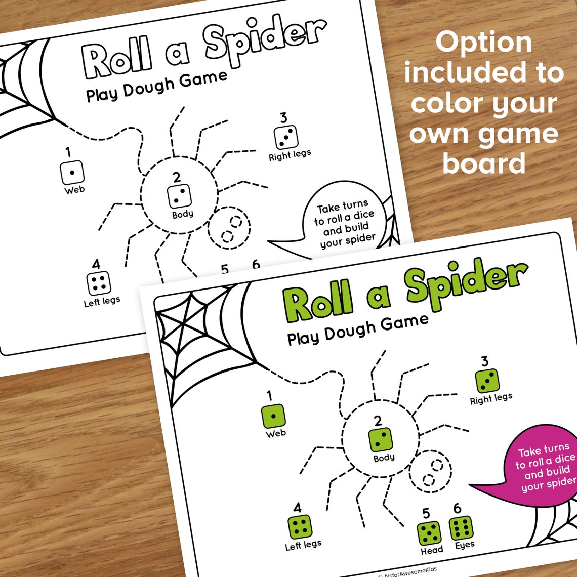 Roll a Spider Play Dough Mat Dice Game, Kids Halloween Playdoh Activity ...