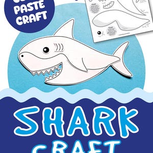 Shark Cut & Paste Craft Printable, Marine Life Great White Fish Color ...